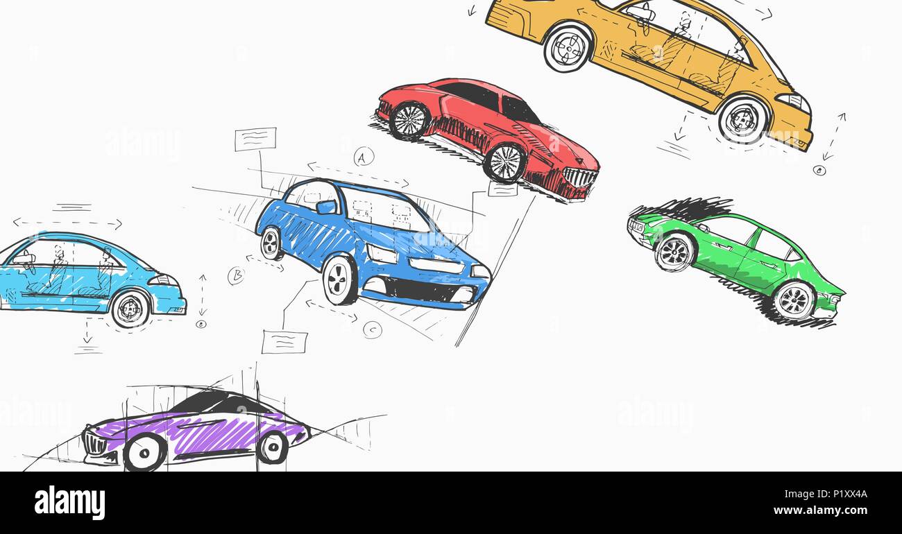 Sketch of cars hand drawing Stock Photo - Alamy