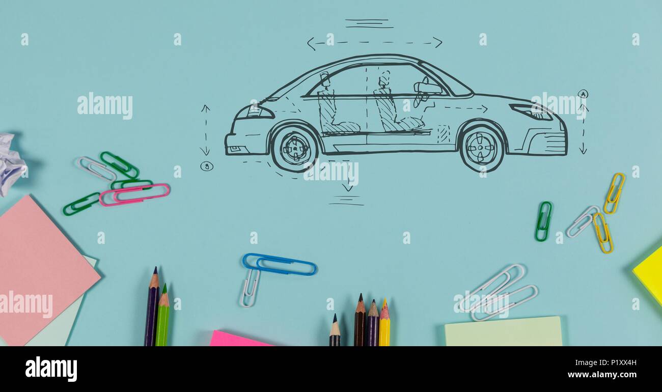 Sketch of car hand drawing with pencils Stock Photo - Alamy