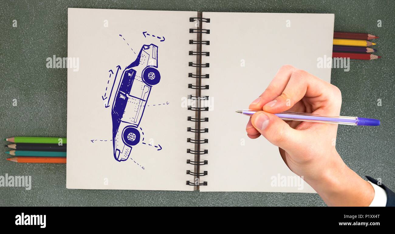 Sketch of car and hand drawing Stock Photo - Alamy