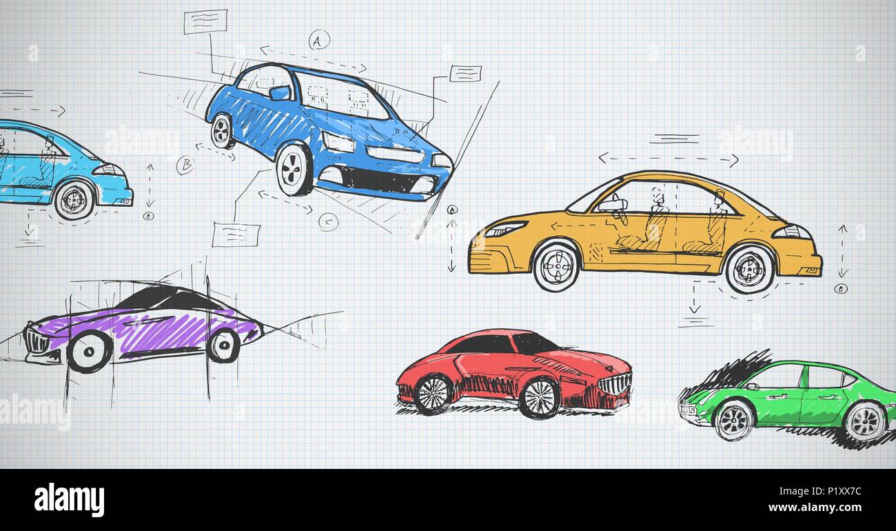 Sketch of cars hand drawing Stock Photo - Alamy