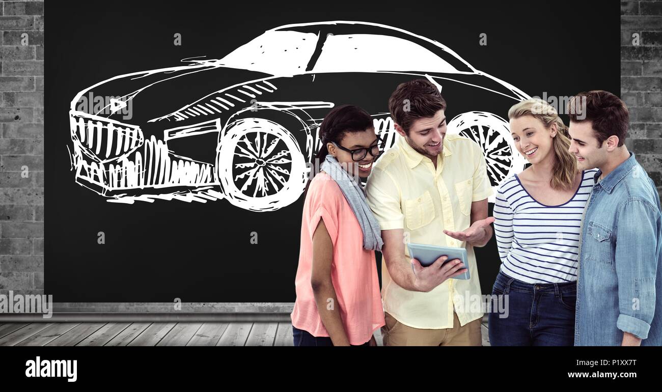 Creative design meeting with sketch of cars hand drawing Stock Photo ...