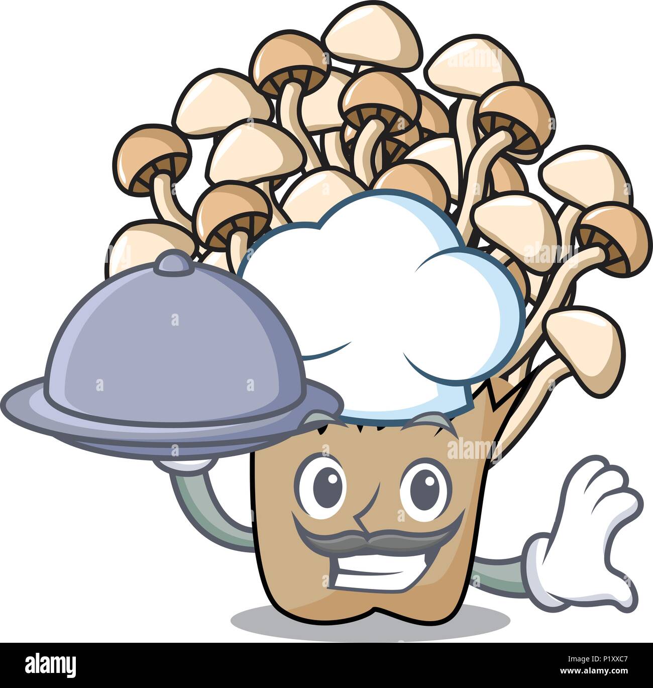 Chef with food enoki mushroom mascot cartoon Stock Vector Image & Art ...