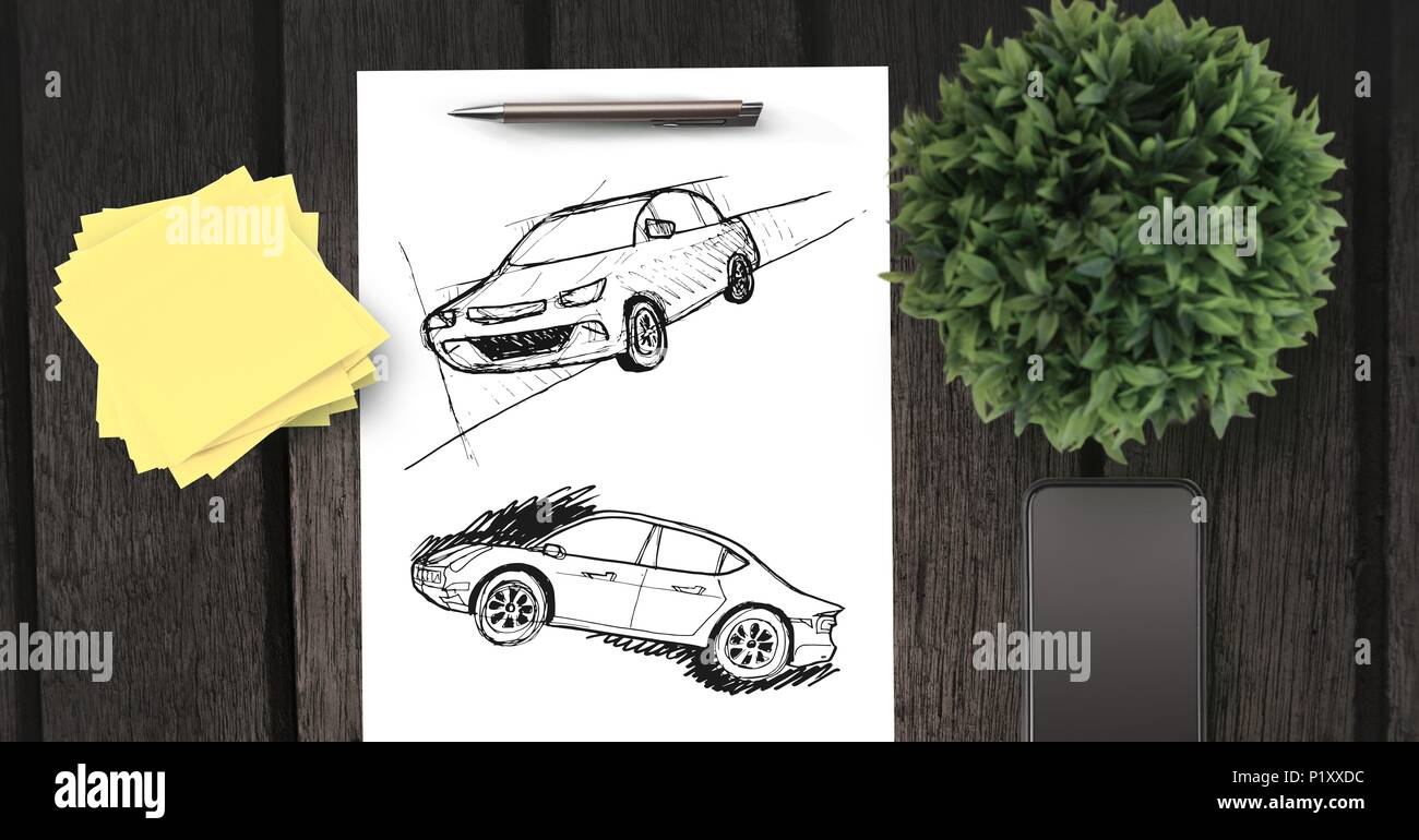 Hand Drawn Cars Top View