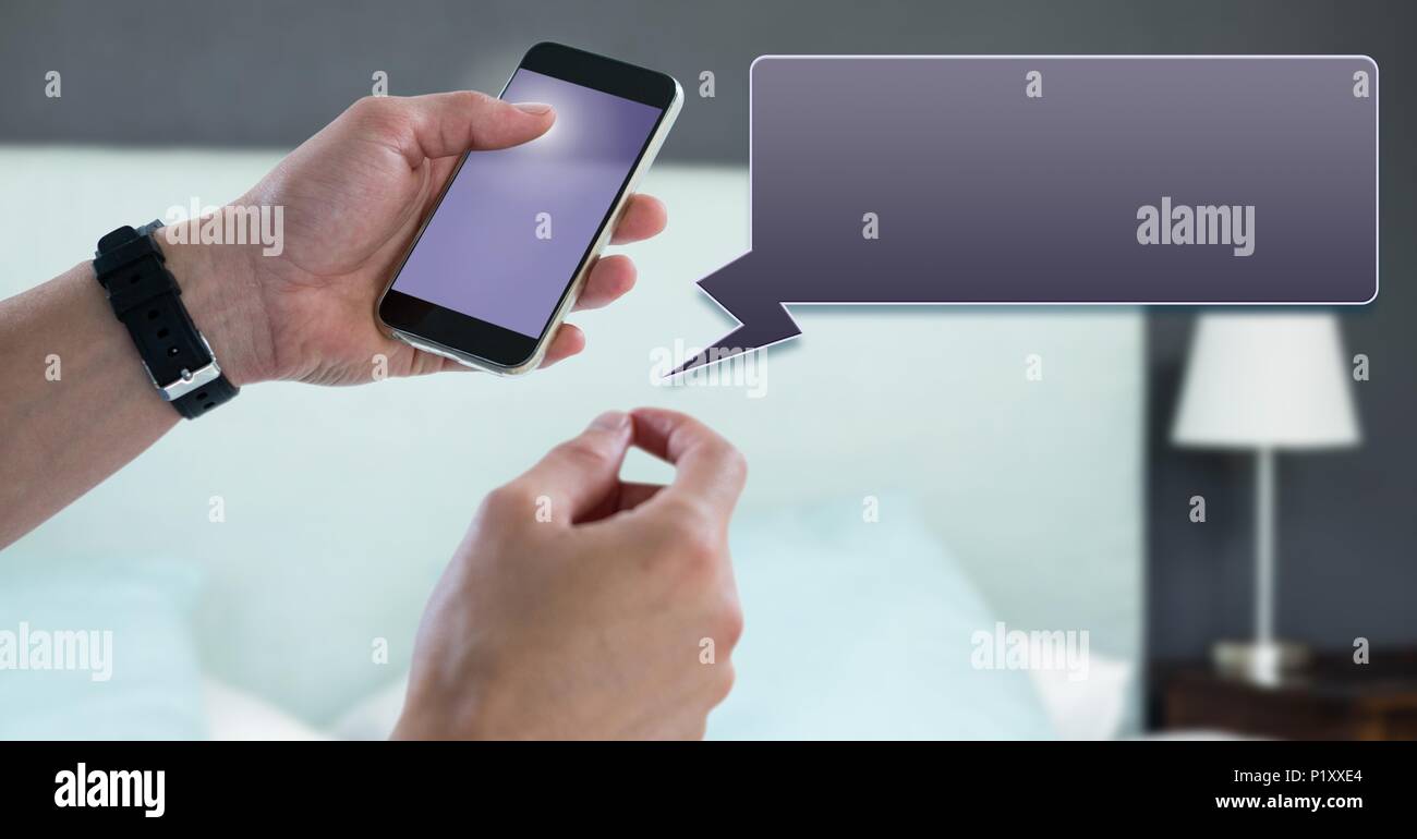 Messaging chat bubble and phone in hand Stock Photo - Alamy