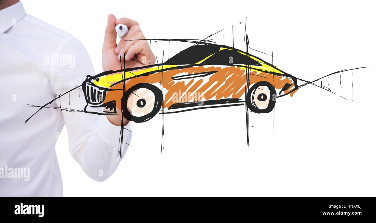 Sketch of car and hand drawing Stock Photo - Alamy