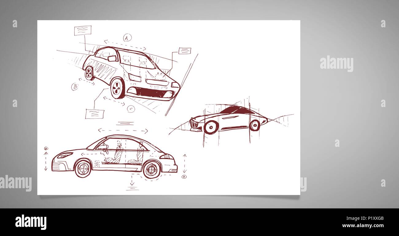Sketch of cars hand drawing Stock Photo - Alamy