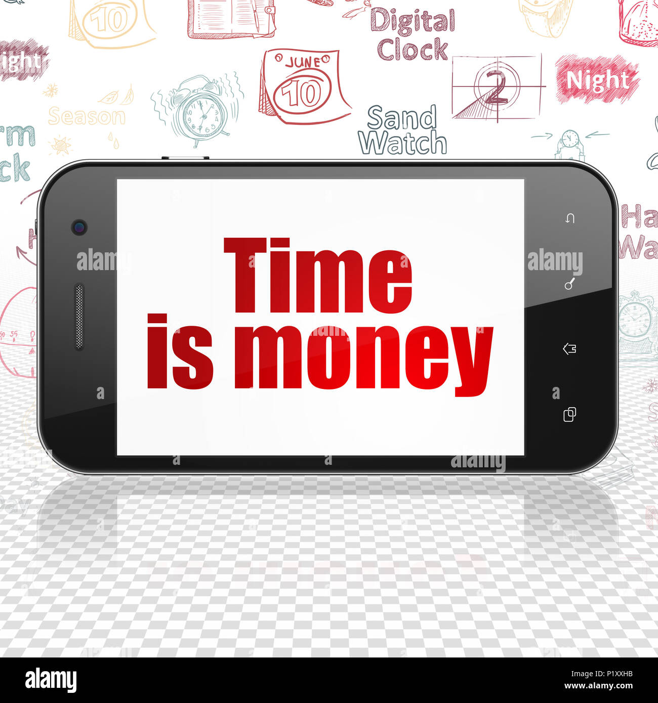 Time concept: Smartphone with Time Is money on display Stock Photo - Alamy