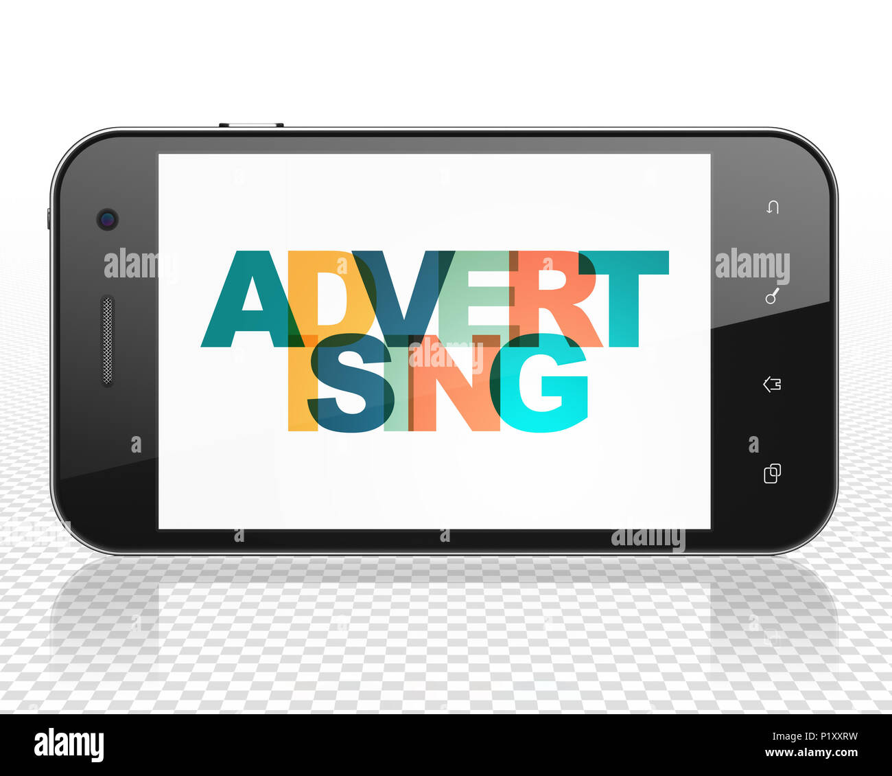 Advertising concept: Smartphone with Advertising on display Stock Photo ...