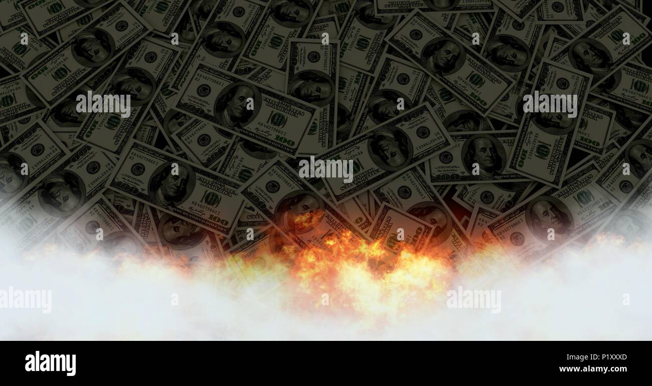 Dollar money notes burning in fire Stock Photo - Alamy