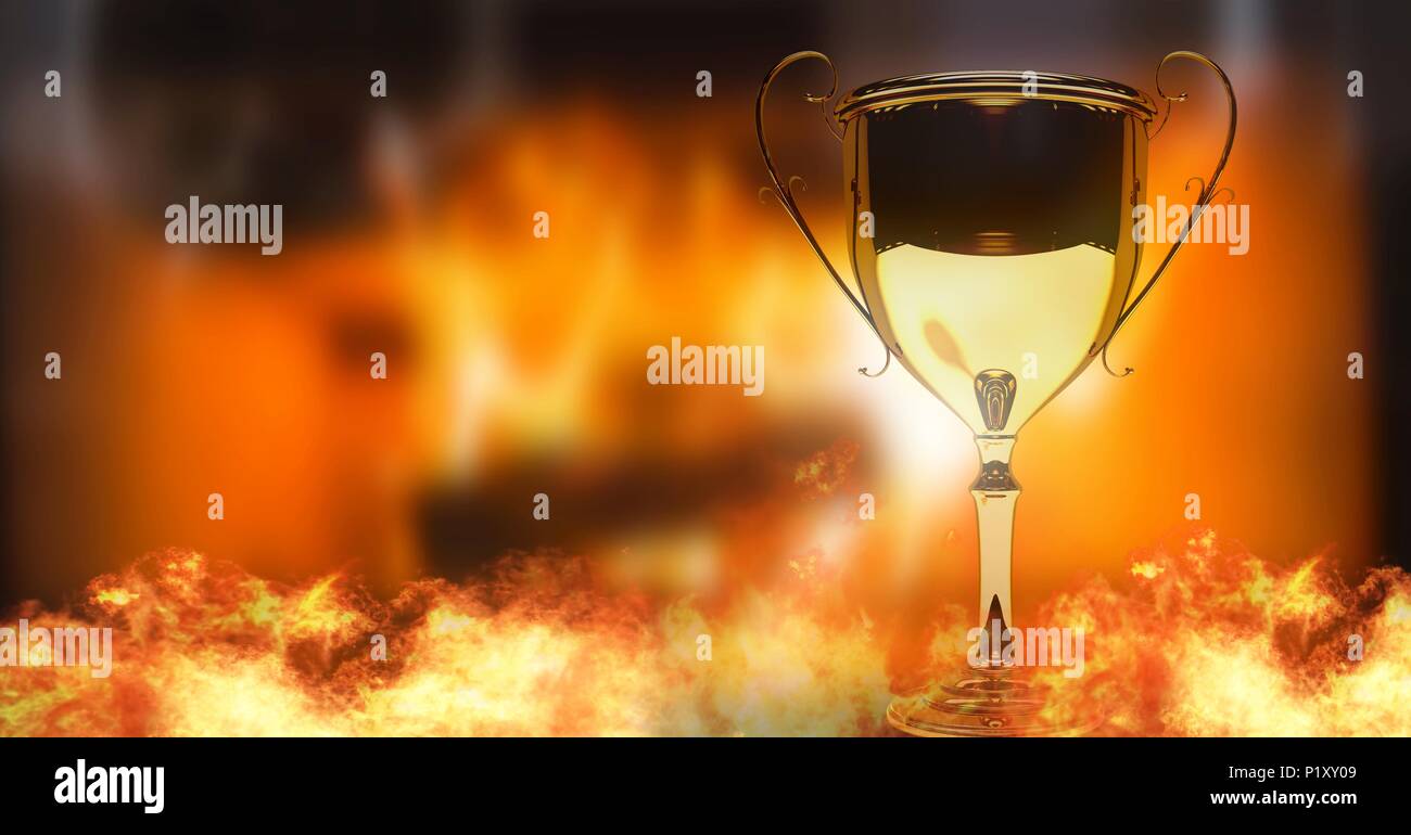 Trophy and burning fire Stock Photo - Alamy