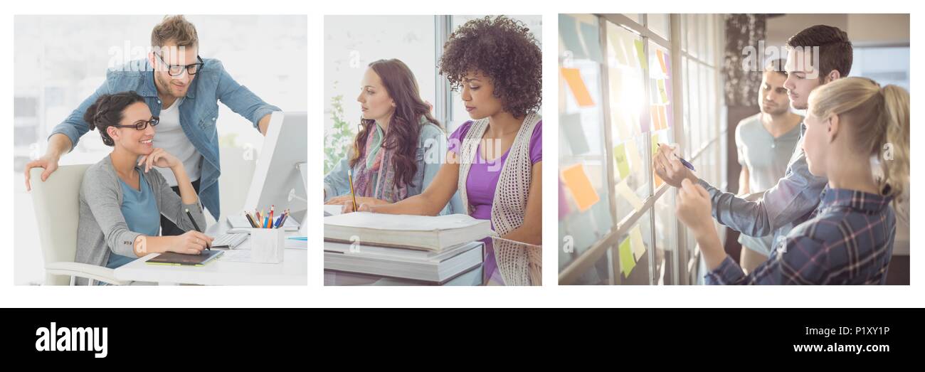 Teamwork meeting collage Stock Photo - Alamy