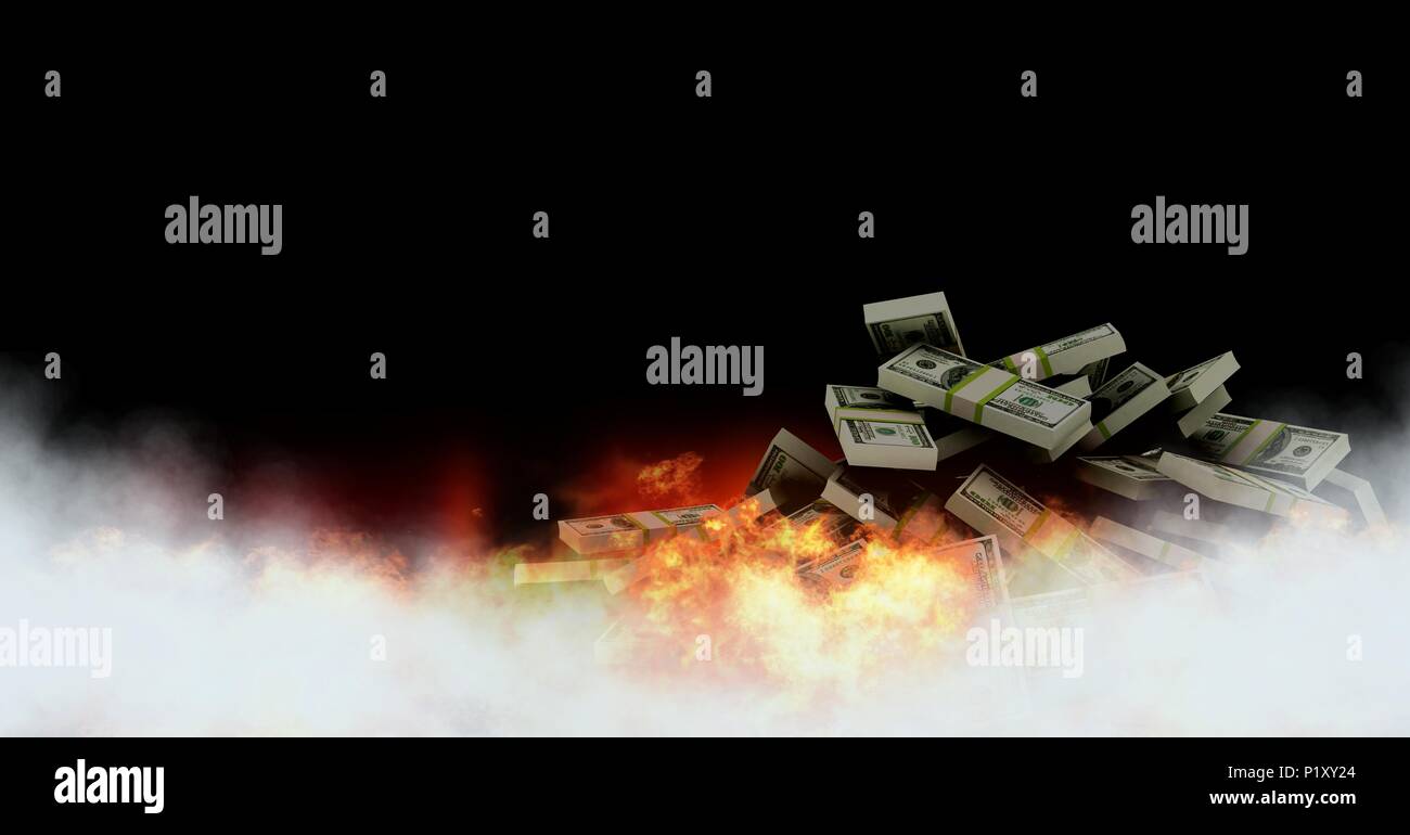 Dollar money notes burning in fire Stock Photo - Alamy