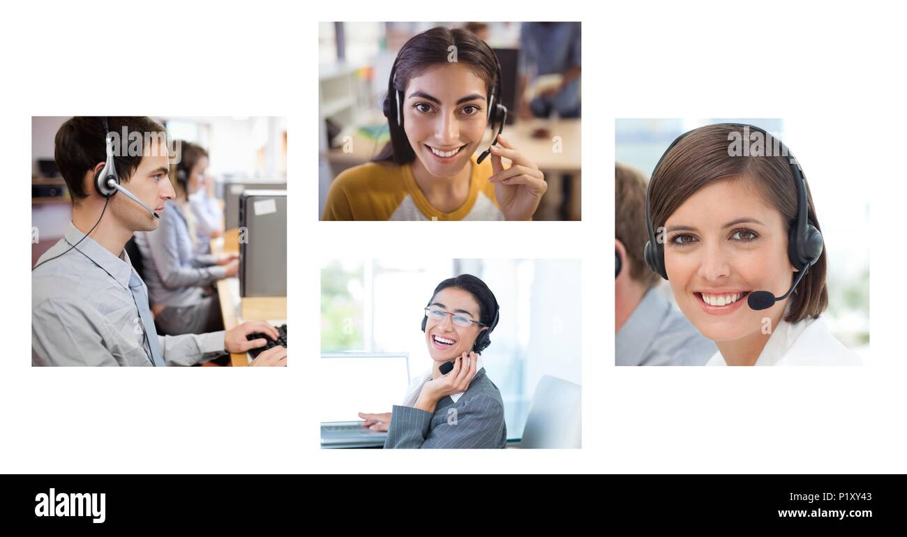 Collage of Customer Service help team in call center Stock Photo - Alamy