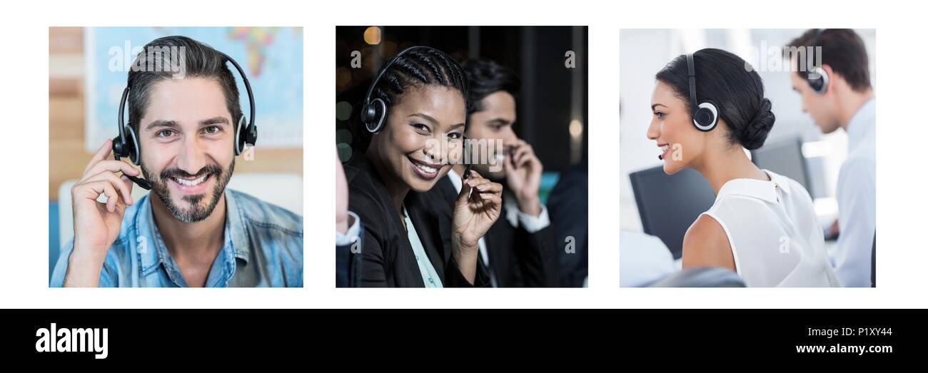 Collage of Customer Service help team in call center Stock Photo - Alamy