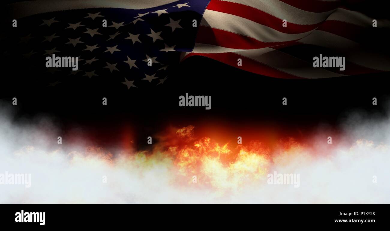 America flag and burning fire Stock Photo - Alamy