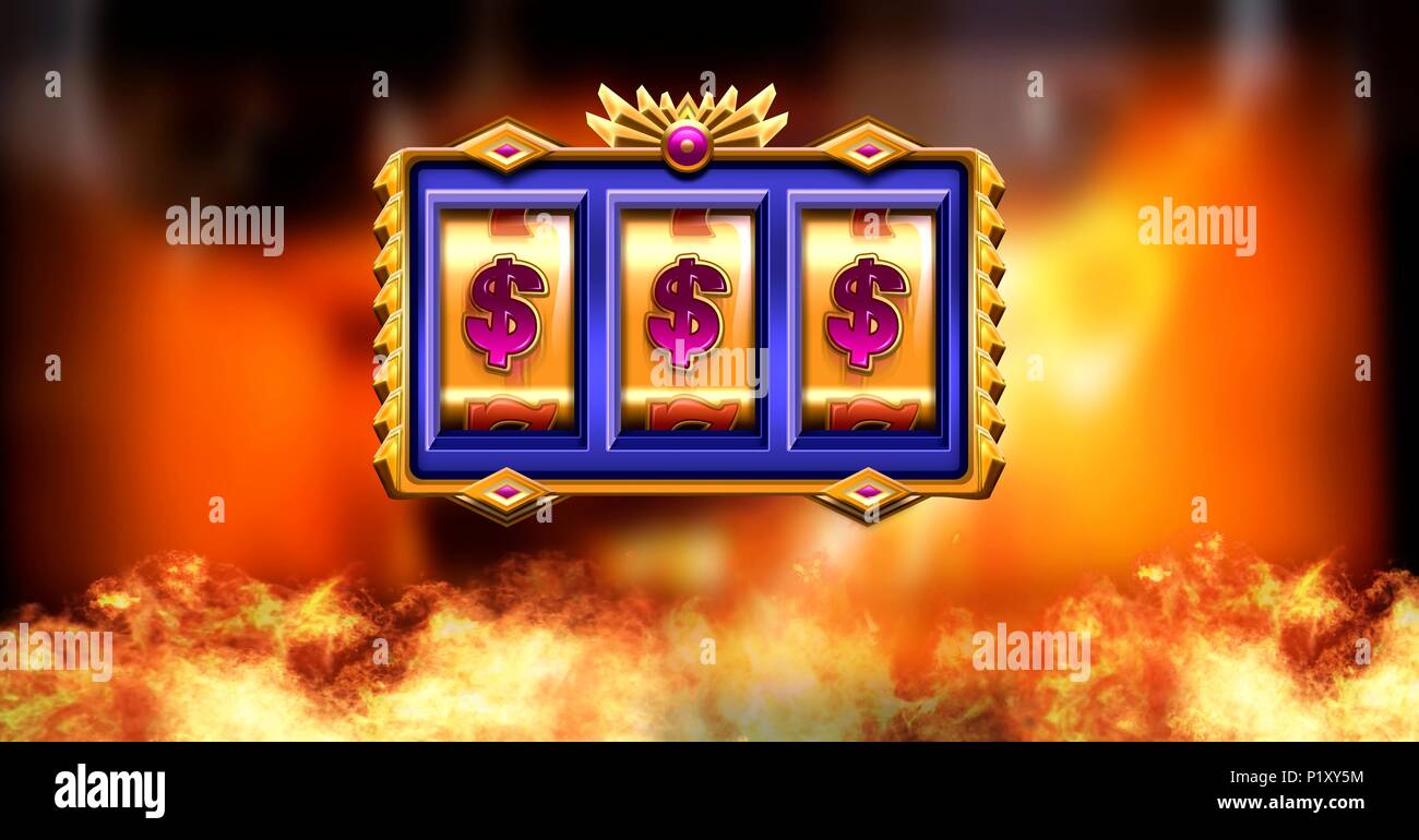 Casino slot machine and burning fire Stock Photo - Alamy