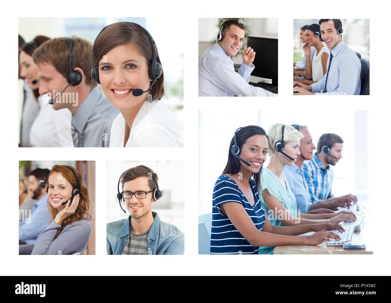 Collage of Customer Service help team in call center Stock Photo - Alamy