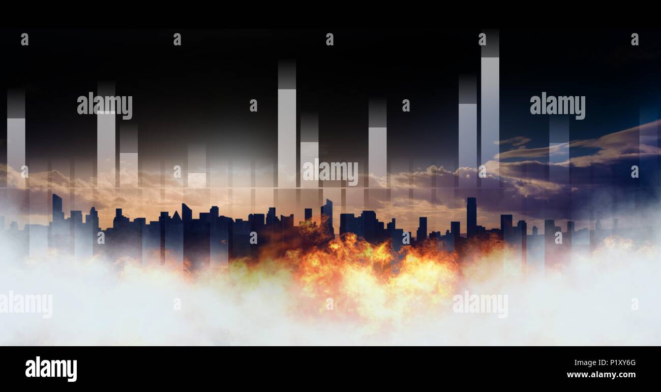 City with burning fire Stock Photo - Alamy