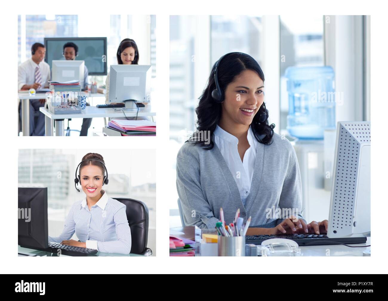 Collage of Customer Service help team in call center Stock Photo - Alamy