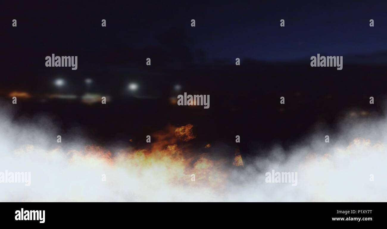 Night time with burning fire Stock Photo - Alamy