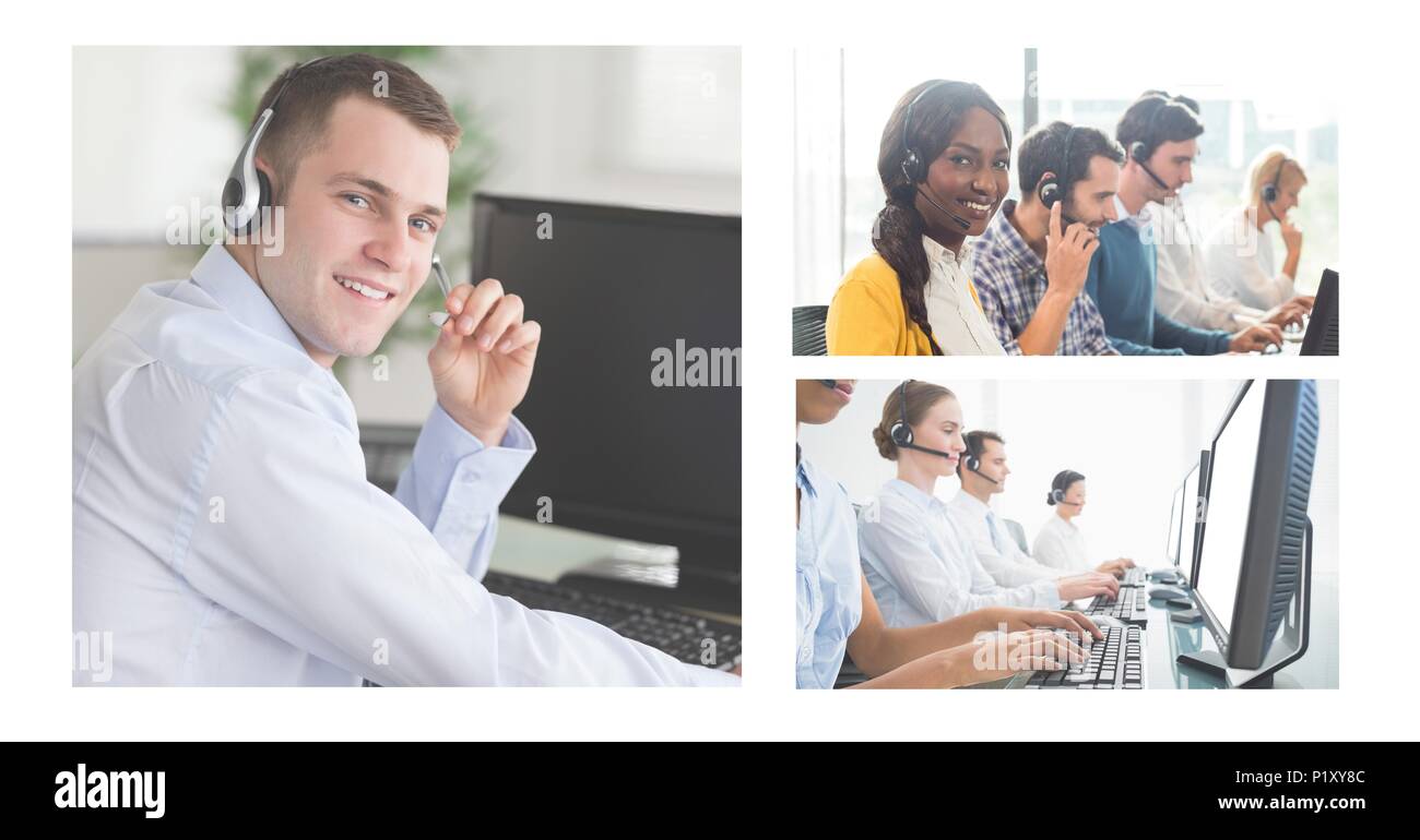 Collage of Customer Service help team in call center Stock Photo - Alamy