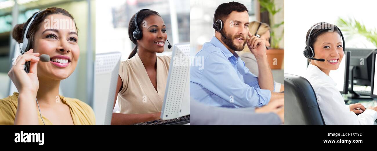 Collage of Customer Service help team in call center Stock Photo - Alamy