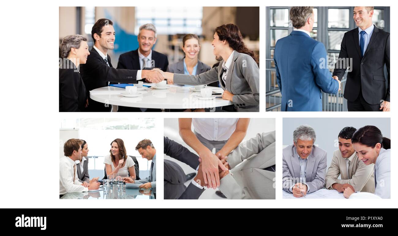 Teamwork business meeting collage Stock Photo - Alamy