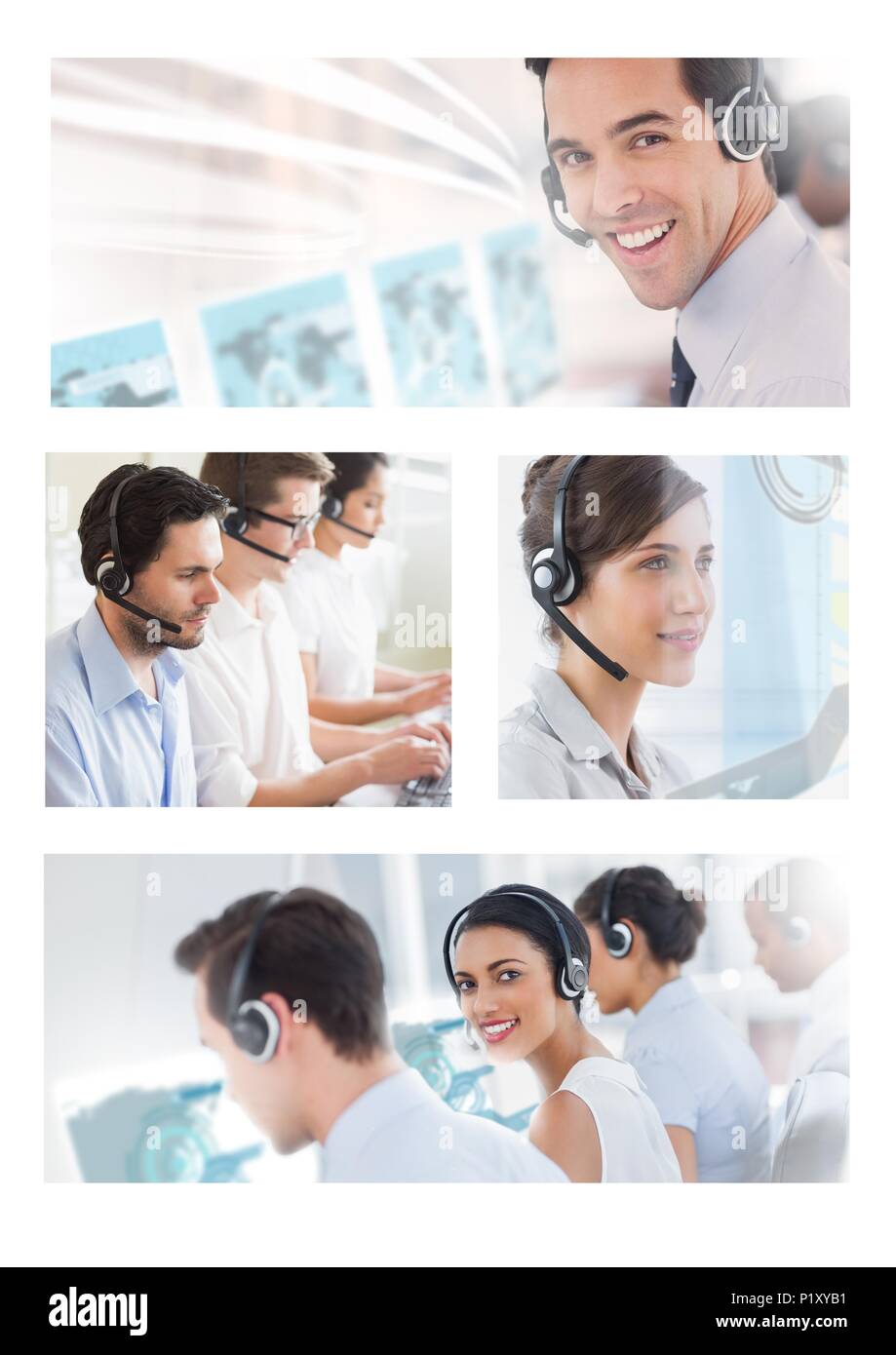 Collage of Customer Service help team in call center Stock Photo - Alamy