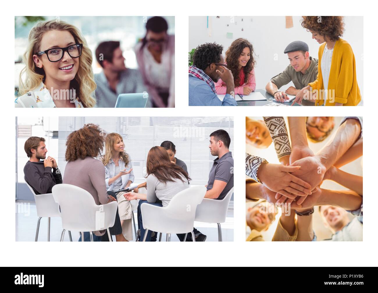 Teamwork meeting collage Stock Photo - Alamy