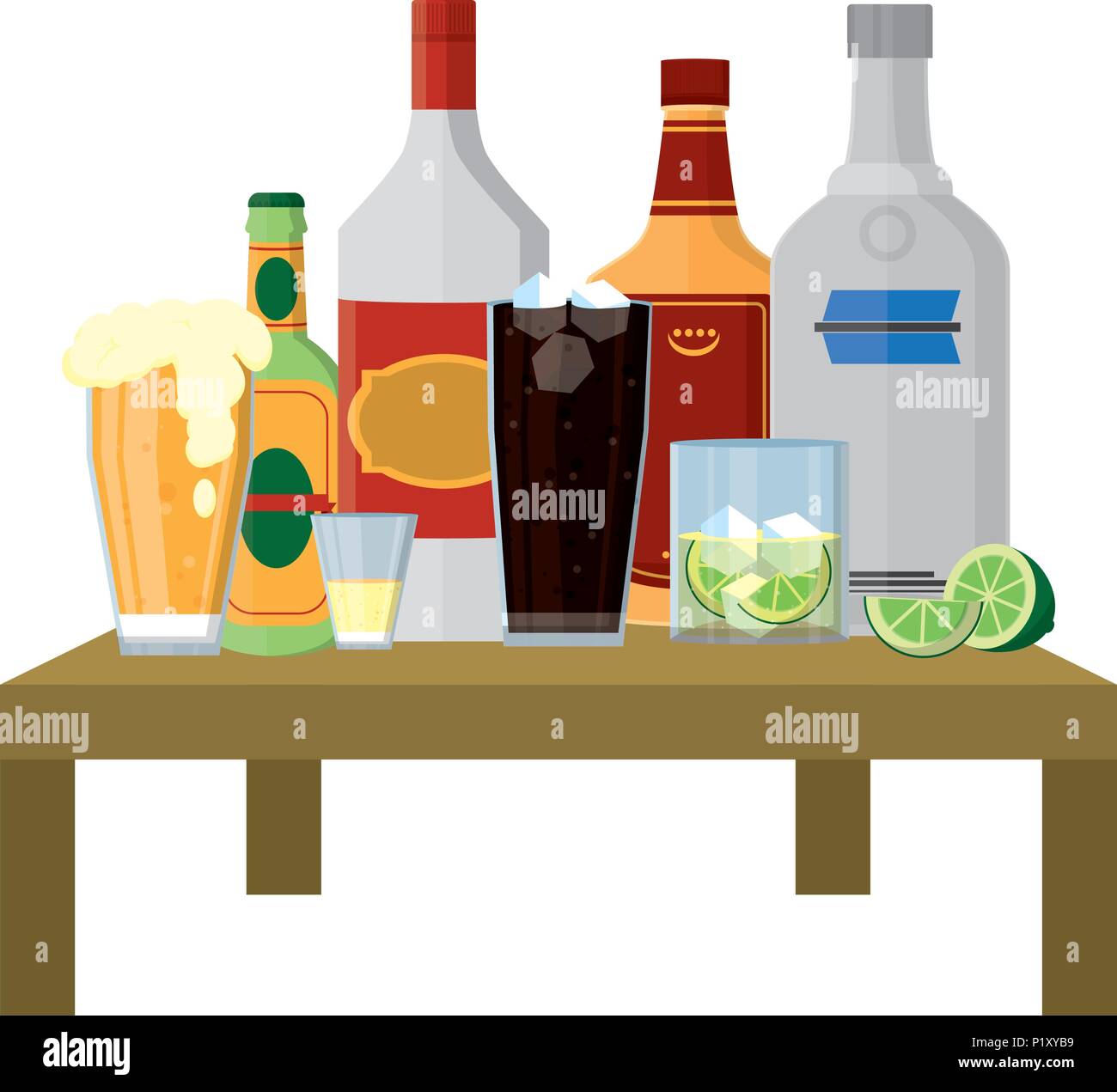 Alcohol table bottles Stock Vector Images - Alamy