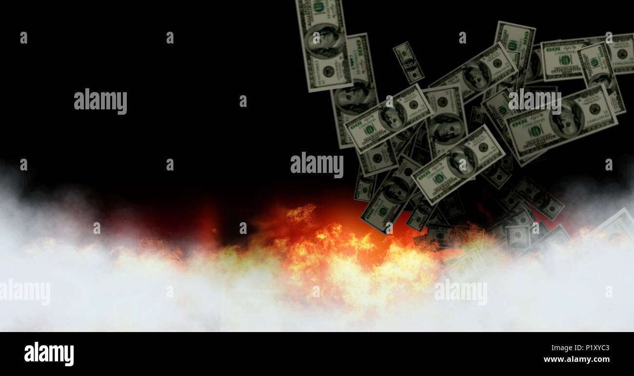Dollar money notes burning in fire Stock Photo - Alamy