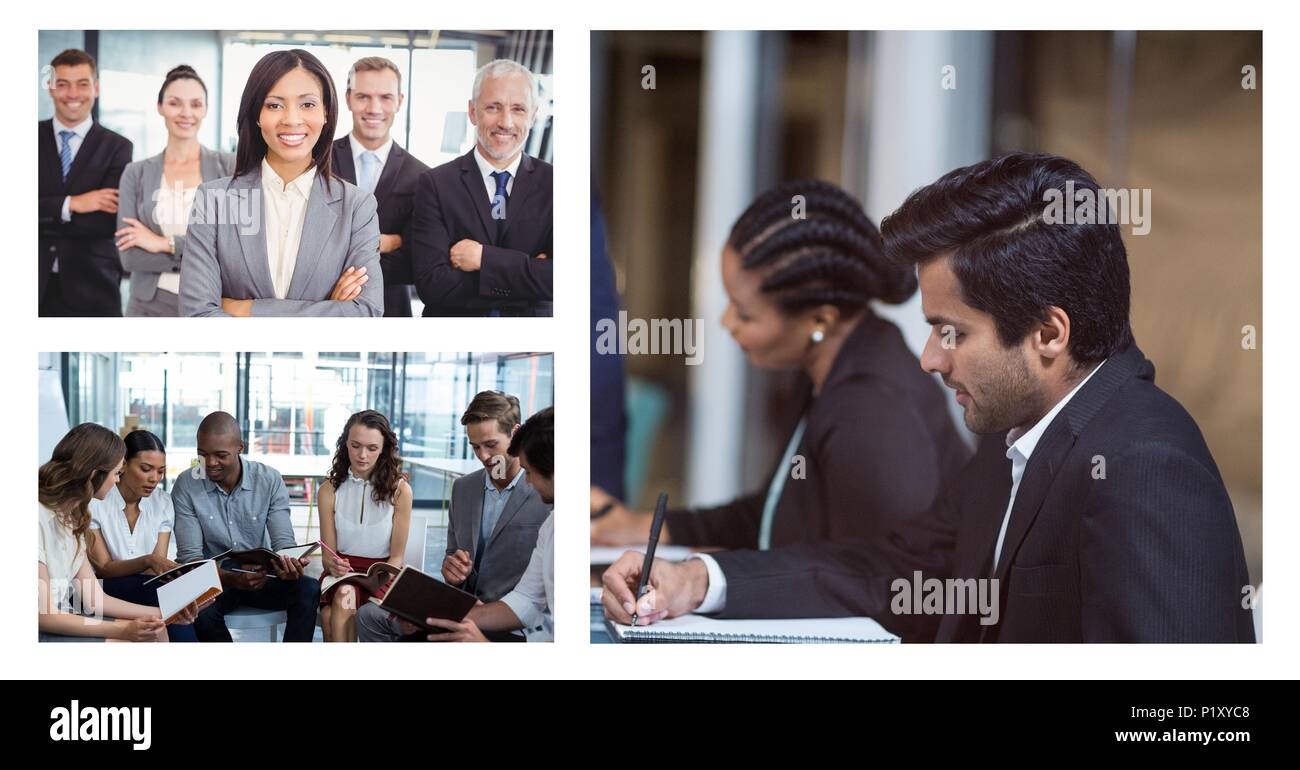 Teamwork business meeting collage Stock Photo - Alamy