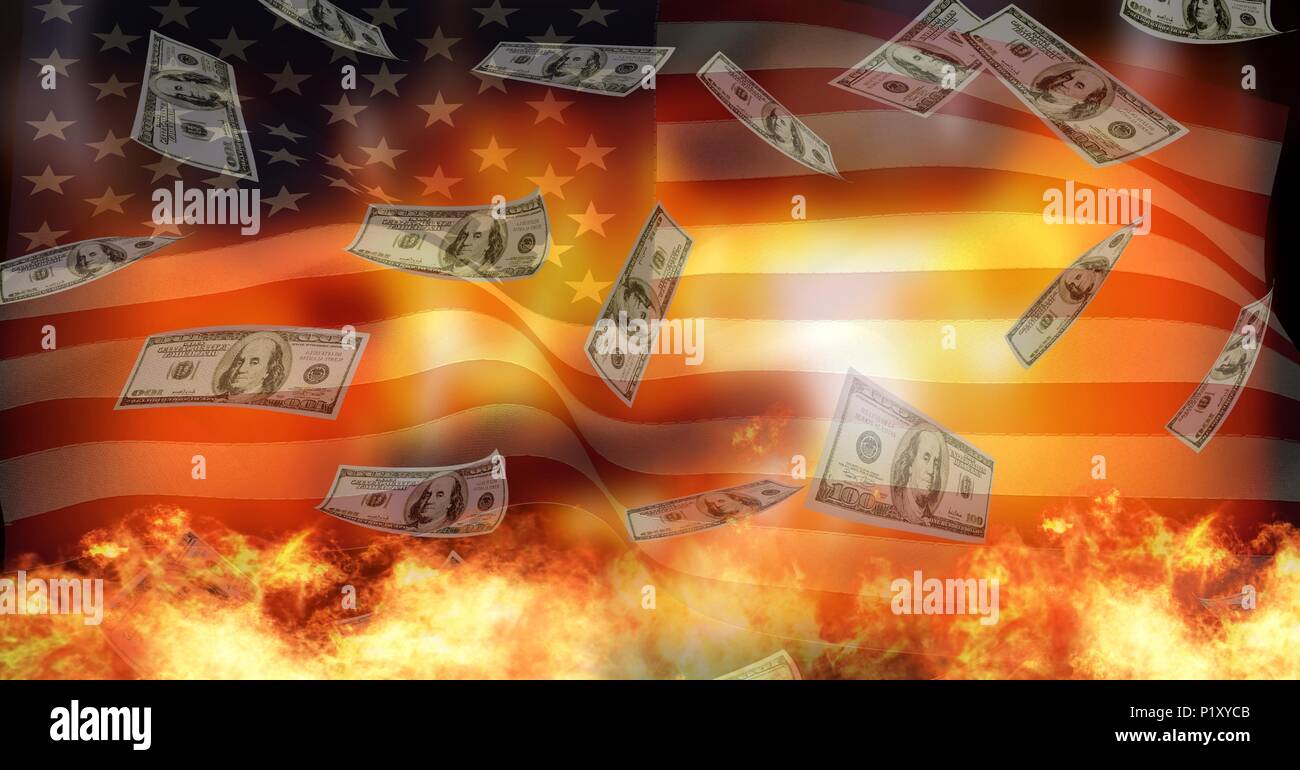 America flag and burning fire Stock Photo - Alamy