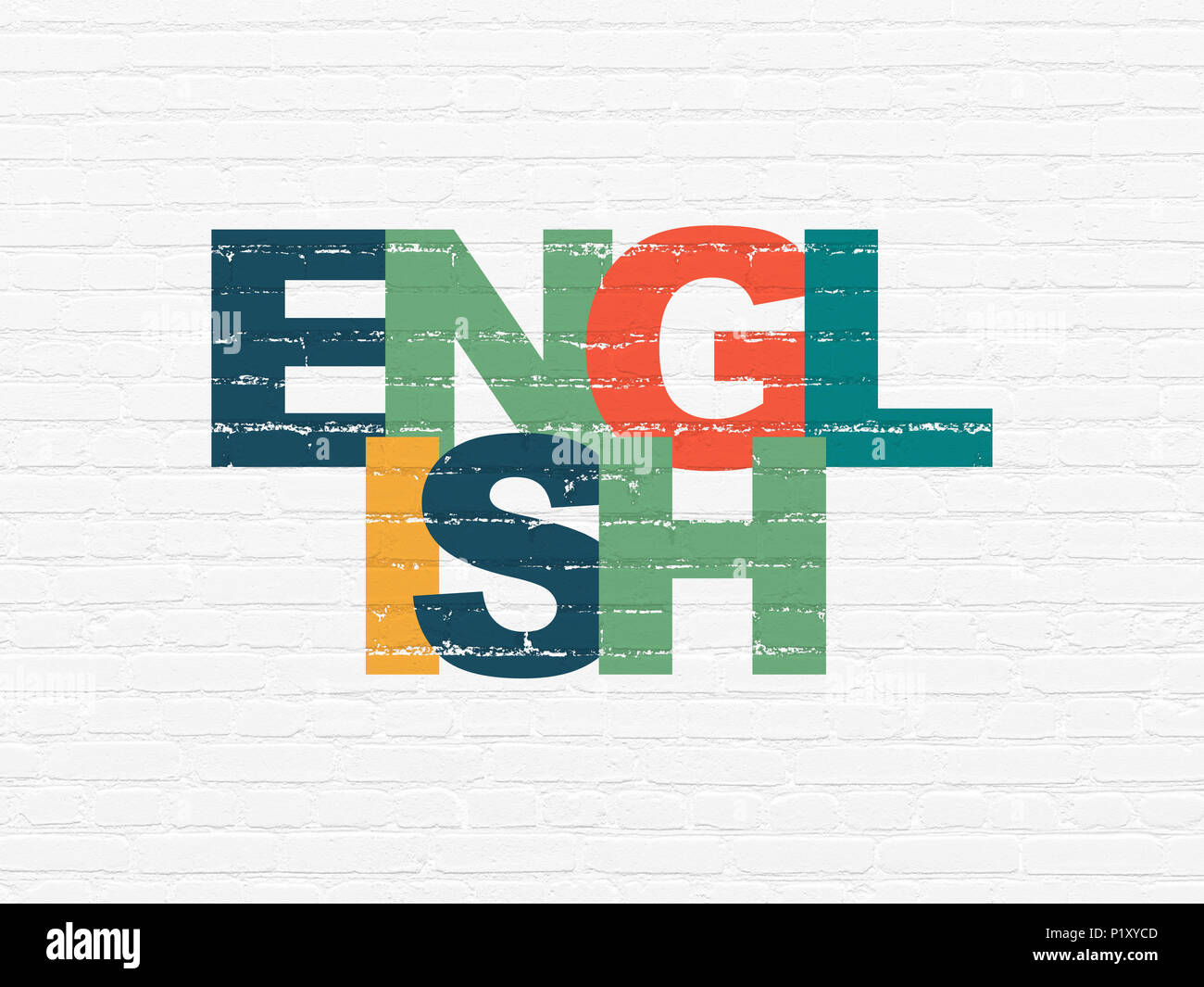 Education concept: English on wall background Stock Photo - Alamy