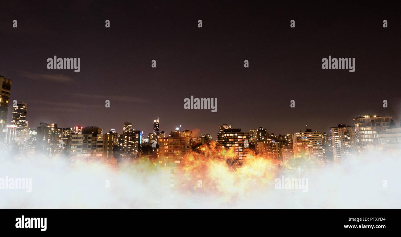 City with burning fire Stock Photo - Alamy