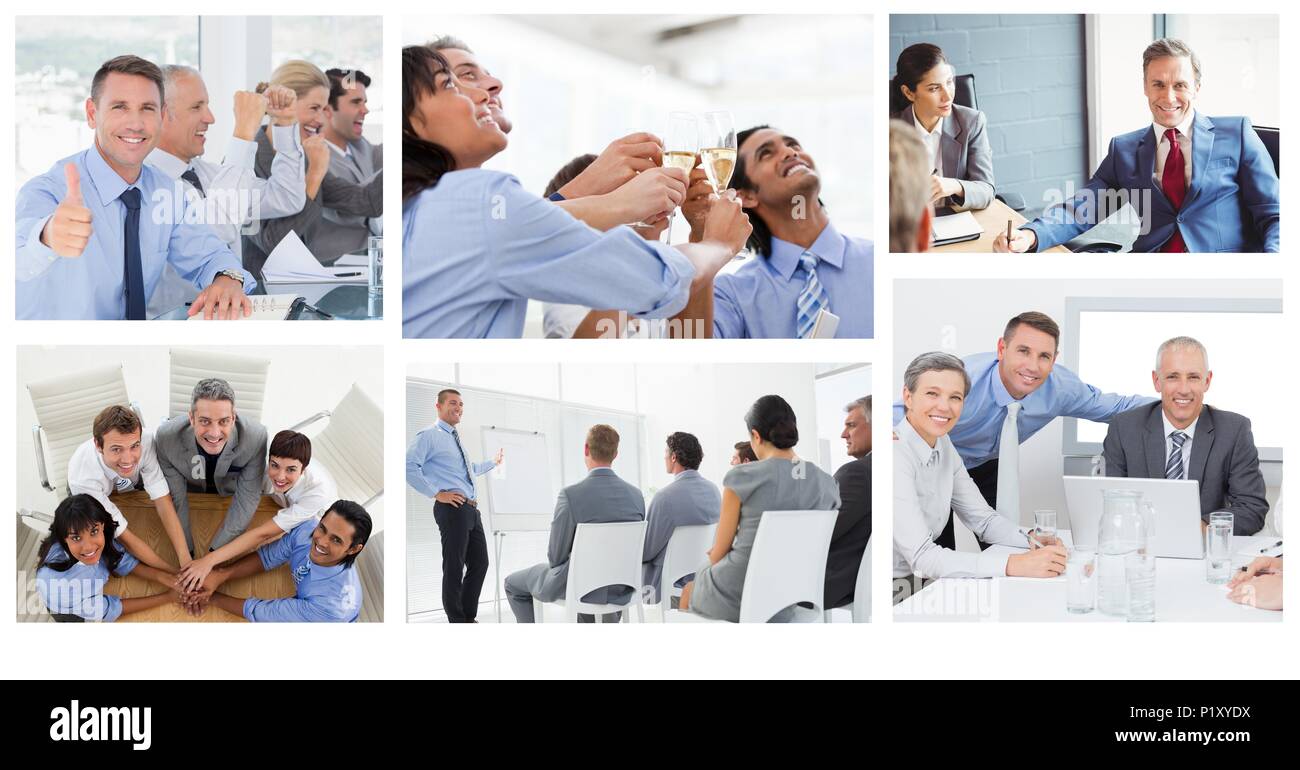 Teamwork business meeting collage Stock Photo - Alamy