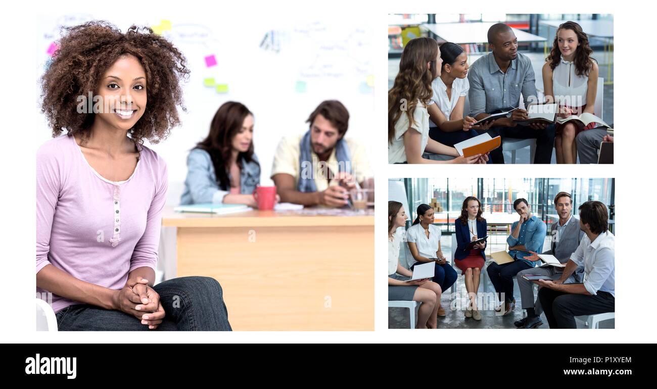 Teamwork meeting collage Stock Photo - Alamy
