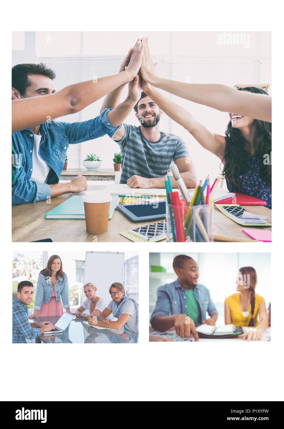 Collage people working computer Cut Out Stock Images & Pictures - Alamy