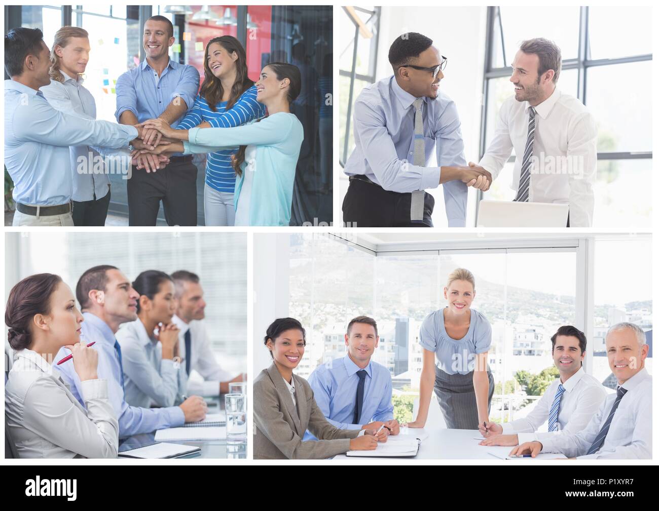 Teamwork business meeting collage Stock Photo - Alamy
