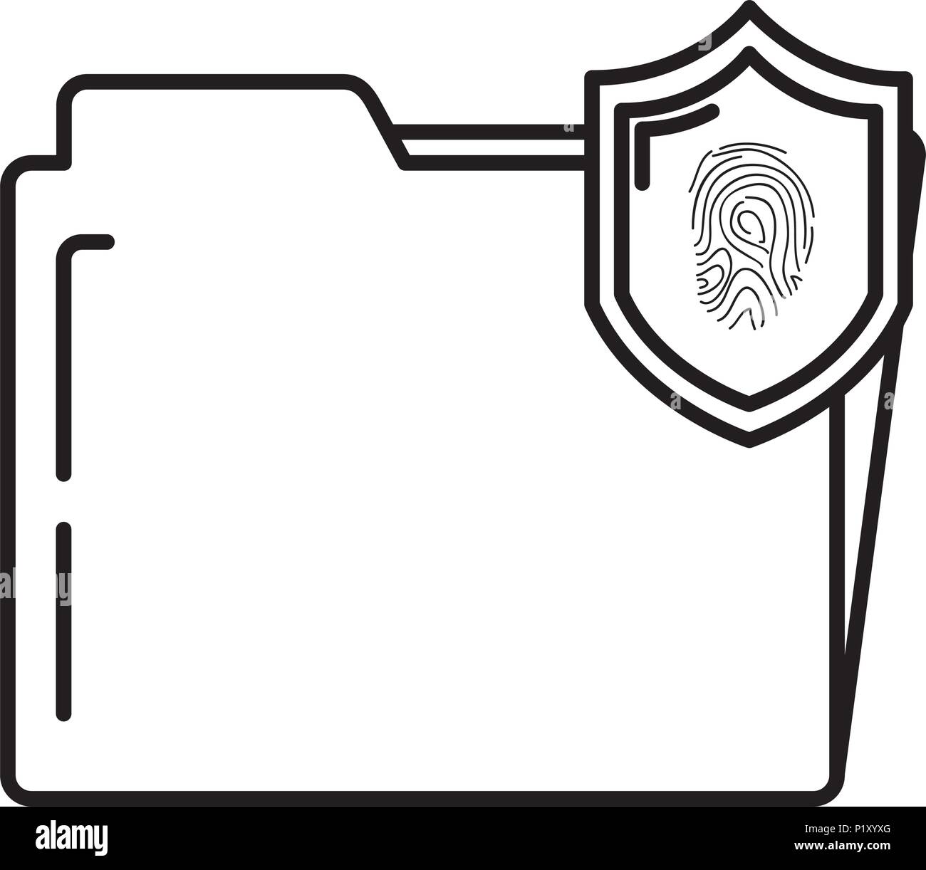Line Folder File With Tactile Fingerprint Inside Shield Stock Vector