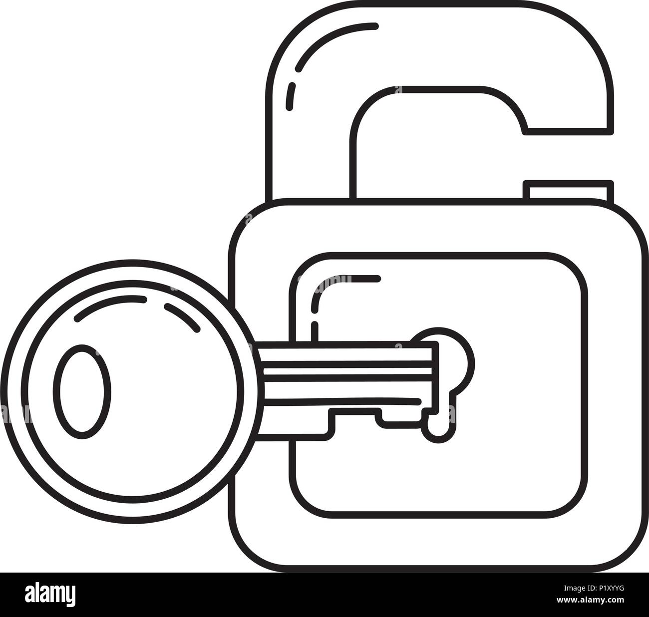Line Security Padlock Protection With Key Object Inside Stock Vector Image And Art Alamy
