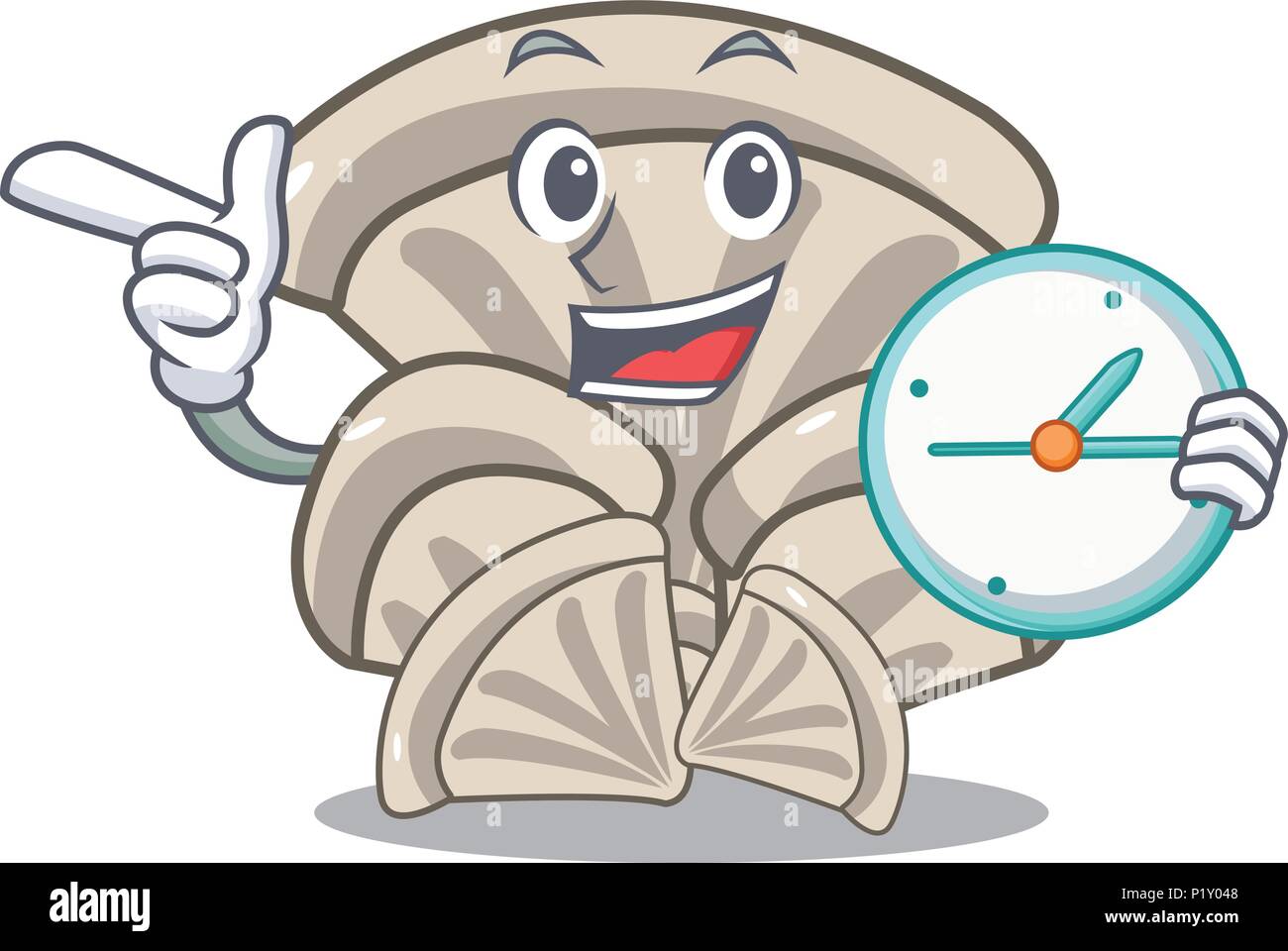 With clock oyster mushroom character cartoon Stock Vector Image & Art ...