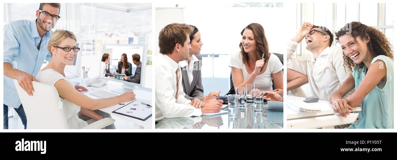 Teamwork business meeting collage Stock Photo - Alamy
