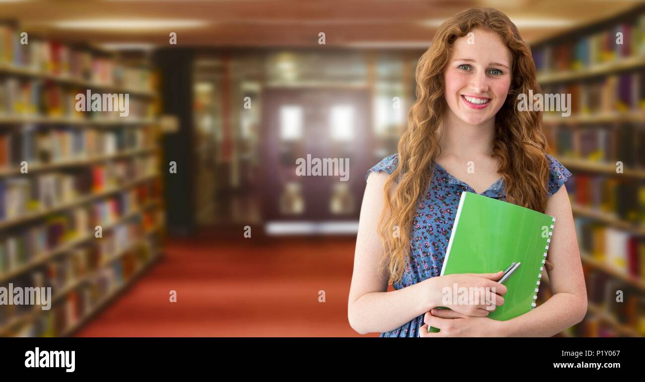 Student woman in education library Stock Photo - Alamy