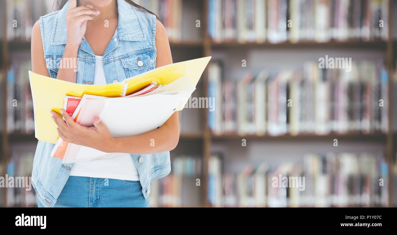 Student woman in education library Stock Photo - Alamy