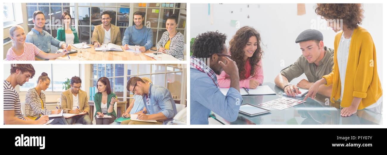 Teamwork meeting collage Stock Photo - Alamy