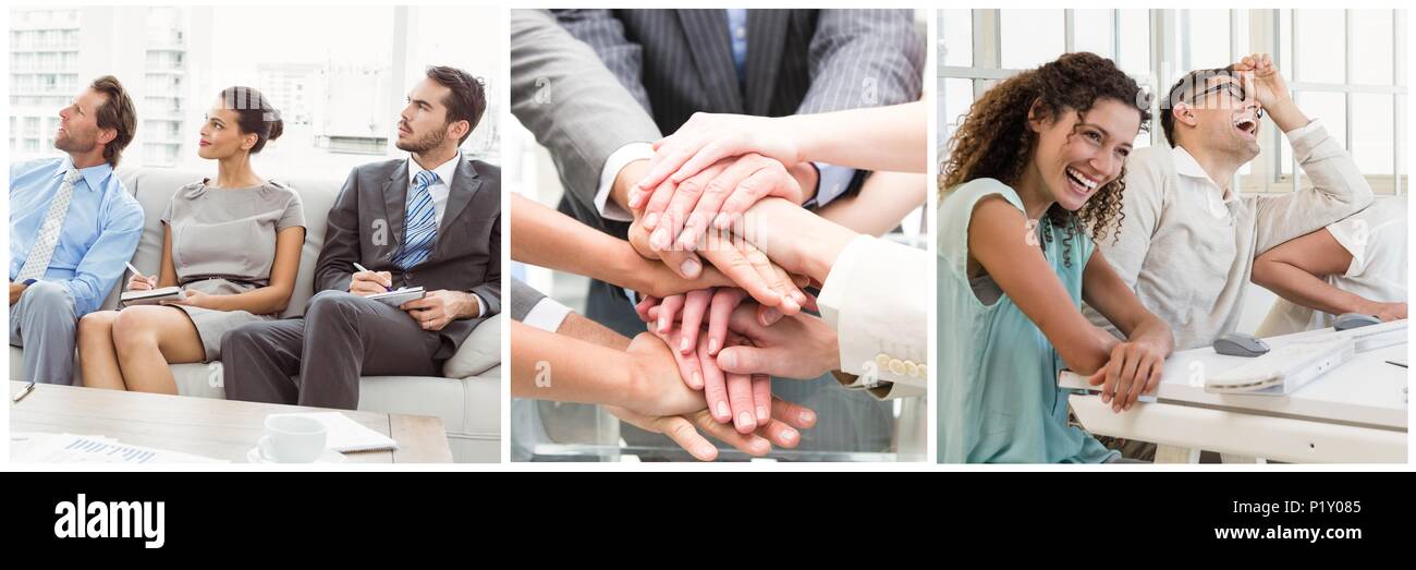 Teamwork business meeting collage Stock Photo - Alamy