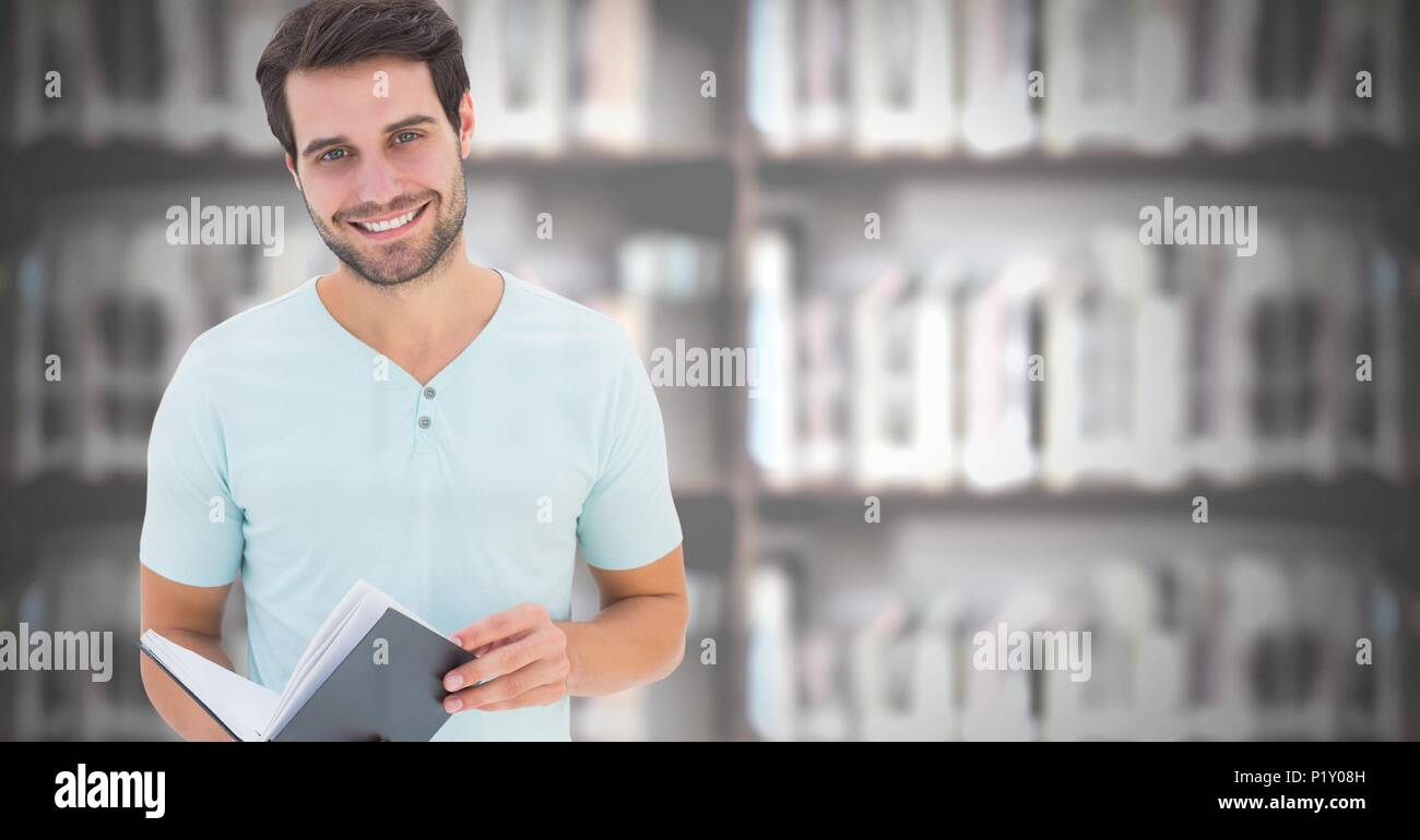 Student man in education library Stock Photo - Alamy
