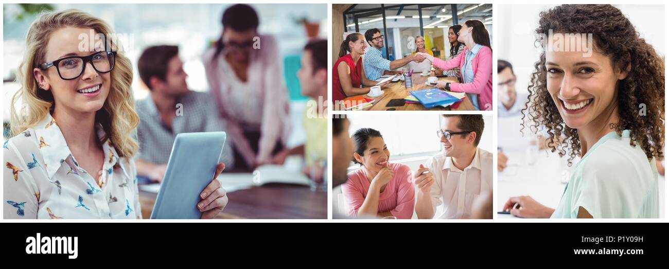 Teamwork meeting collage Stock Photo - Alamy
