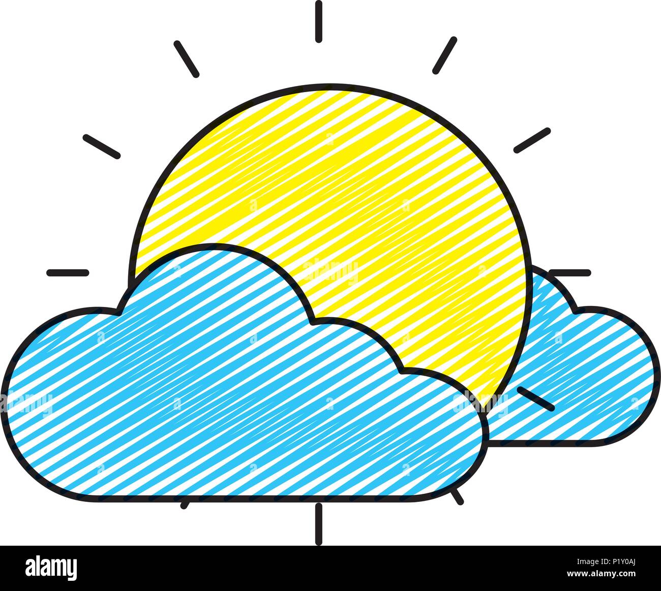 doodle shine sun ray with clouds weather Stock Vector Image & Art - Alamy